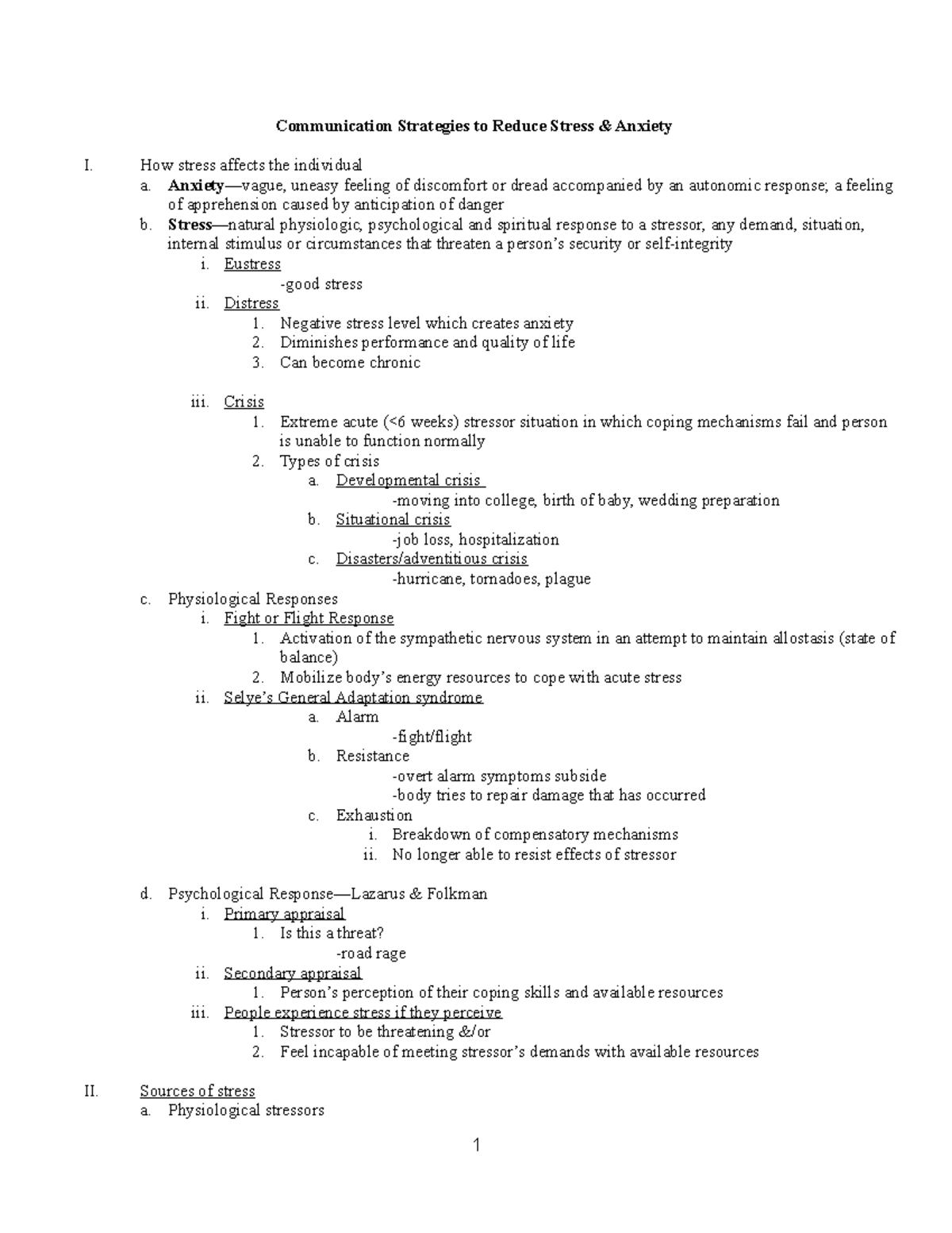 Communication Strategies to Reduce Stress handout - Communication ...