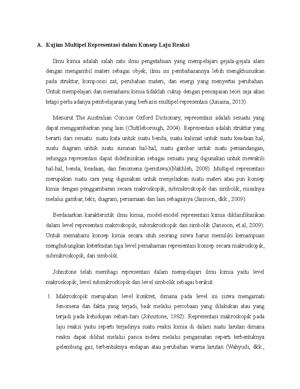 Kajian Multipel Representasi dalam Konsep Laju Reaksi - A. Kajian ...