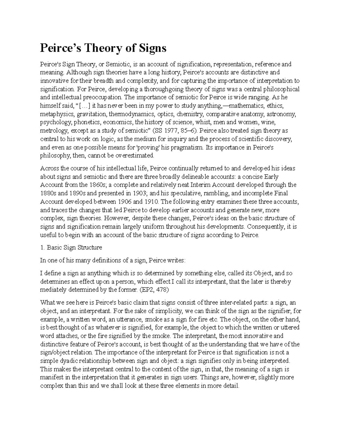 Peirce’s Theory of Signs - Philosophy - DHVSU - Studocu