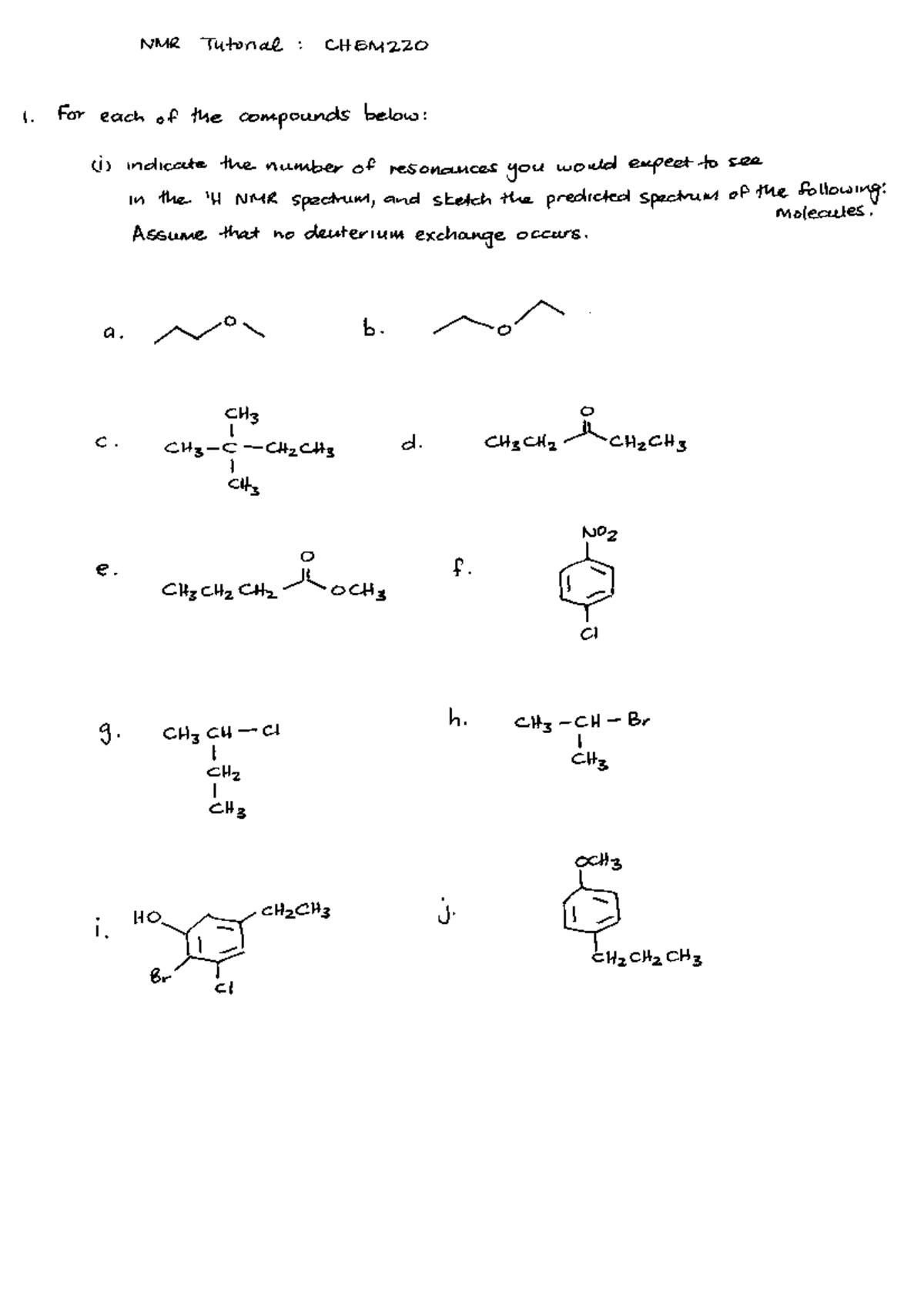 NMR Tutorial 2 for 2019 - CHEM220 - Studocu