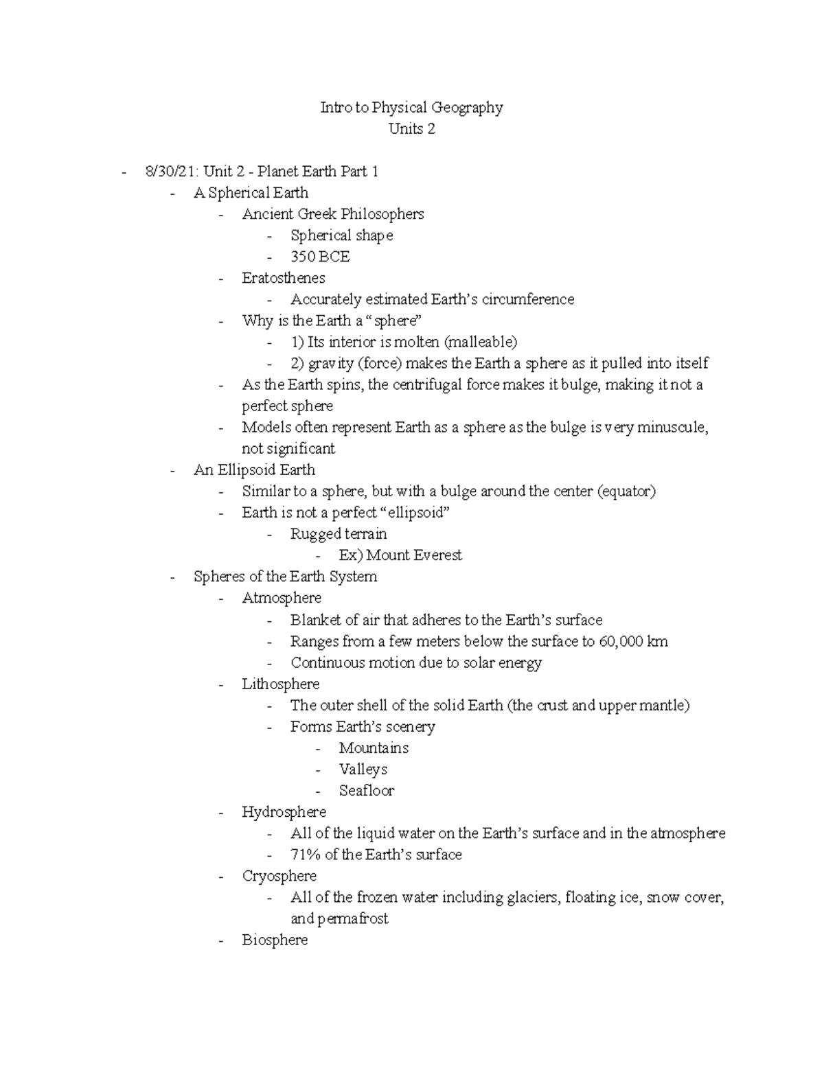 GEOG 1111 - Unit 2 - Notes for Elcik - Intro to Physical Geography ...