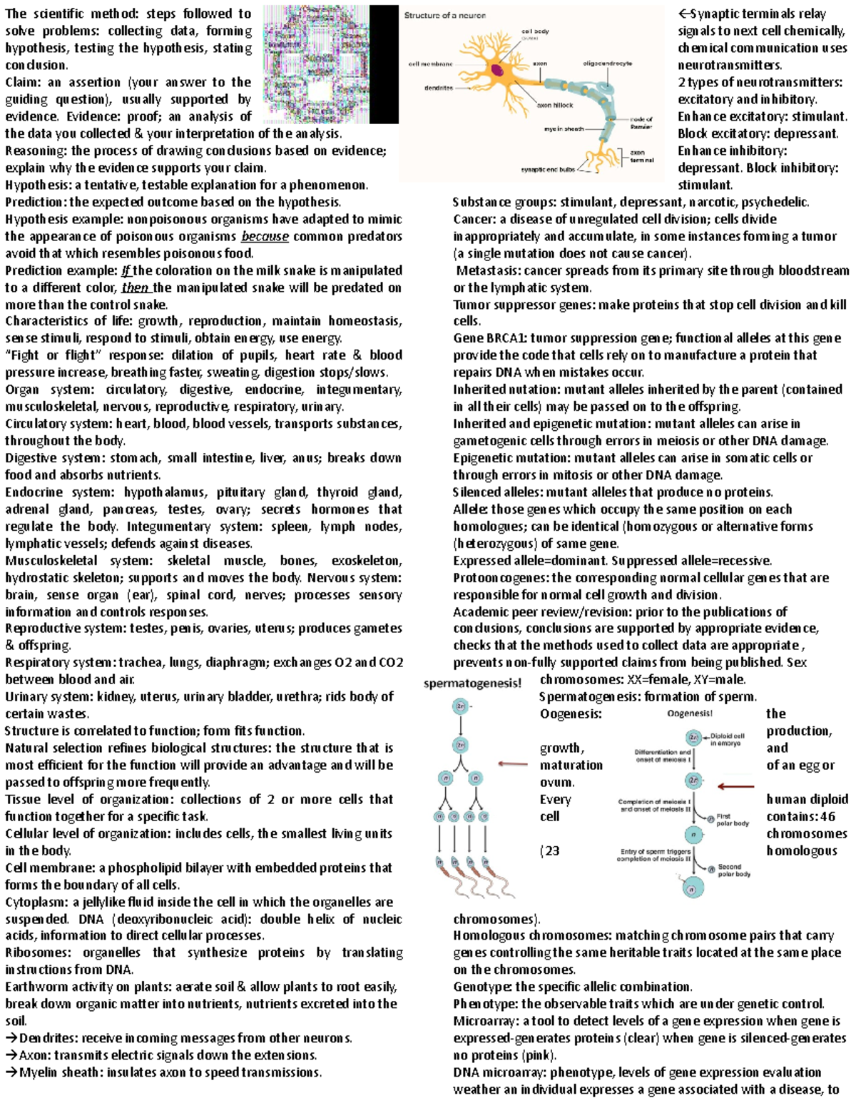 BSC 1005L exam paper - exam cheat sheet - The scientific method: steps ...