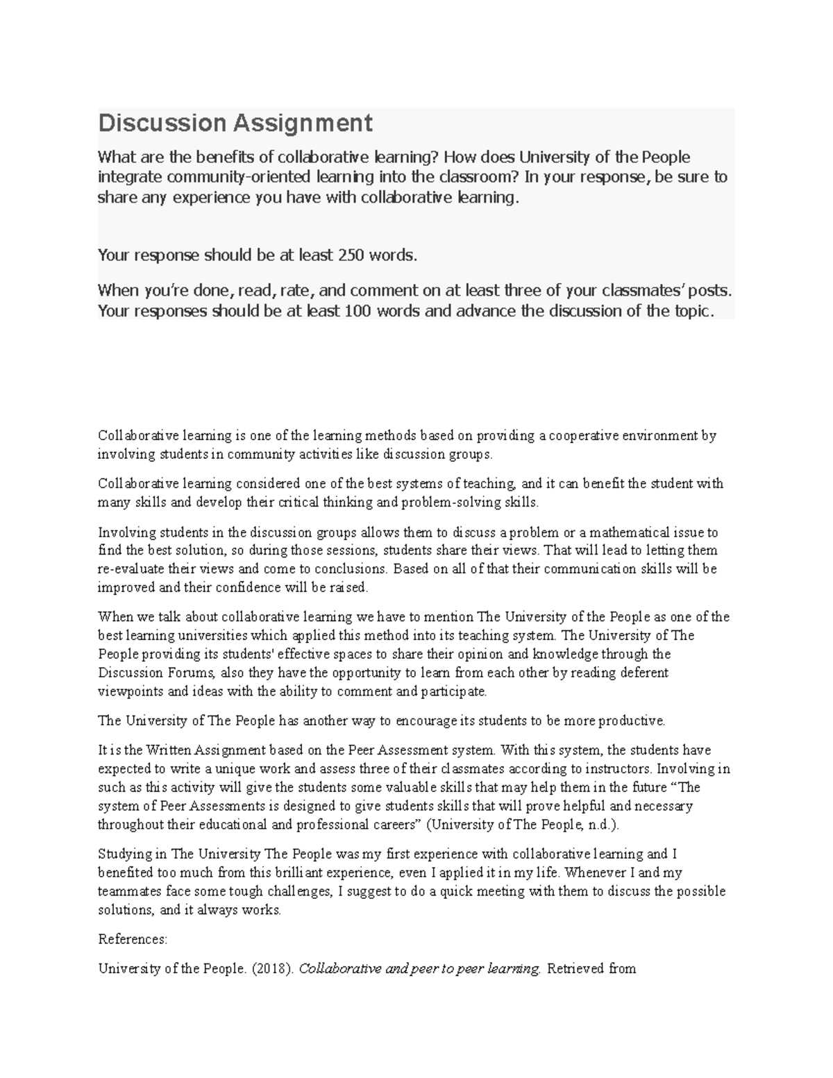 2- Discussion Forum - Discussion Assignment What are the benefits of ...