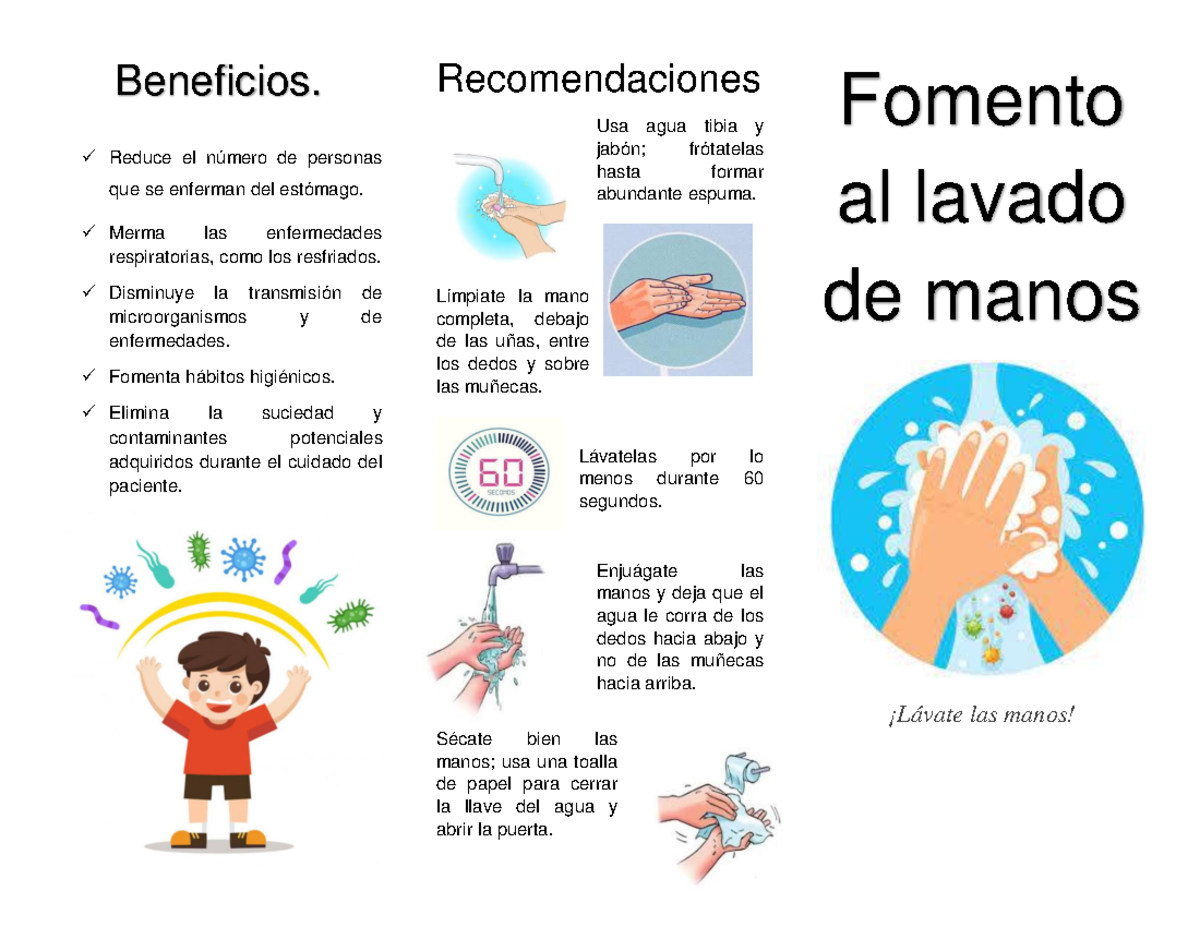 Triptico Del Lavado De Manos Beneficios Reduce El Número De Personas