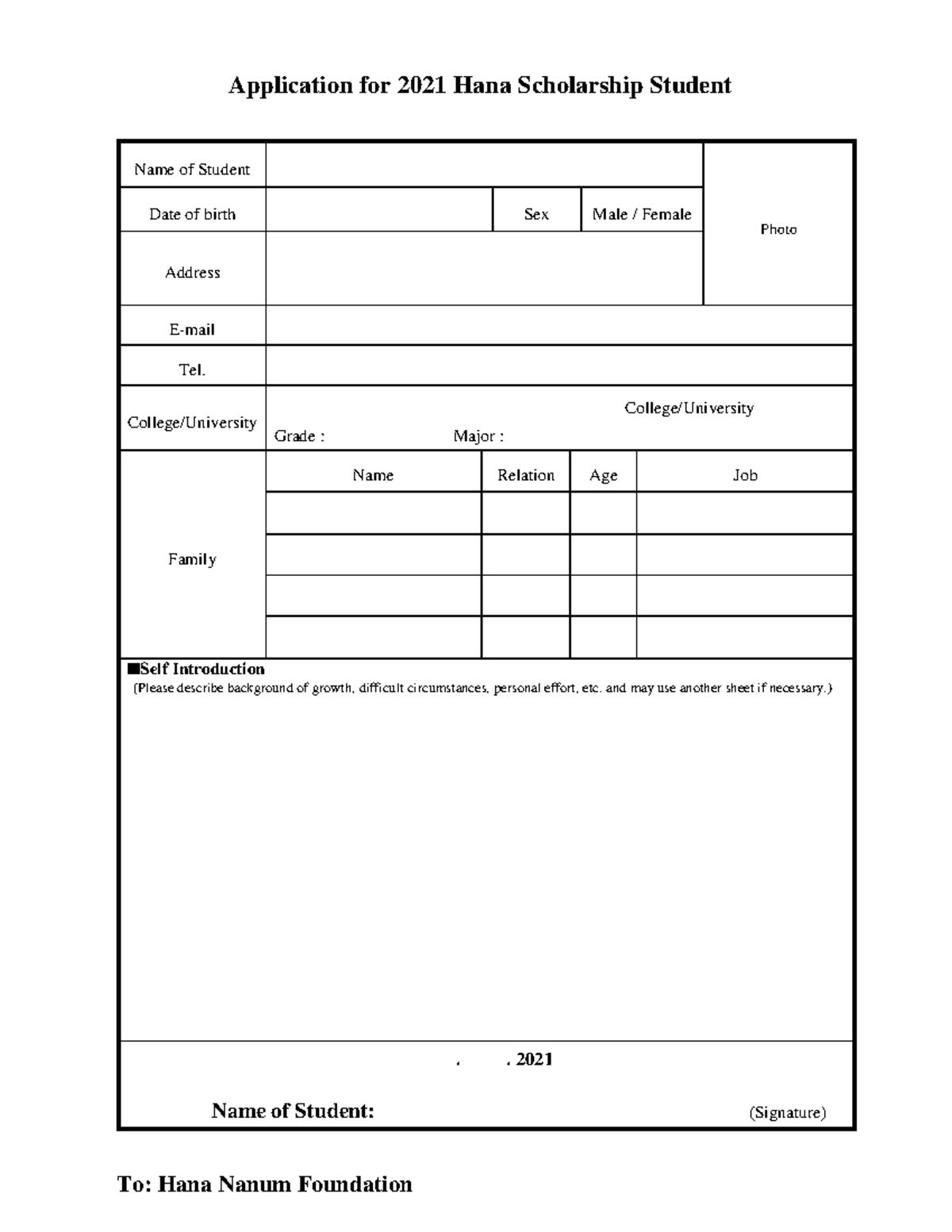 Application for Scholarship and Letter of Recommendation - Process ...