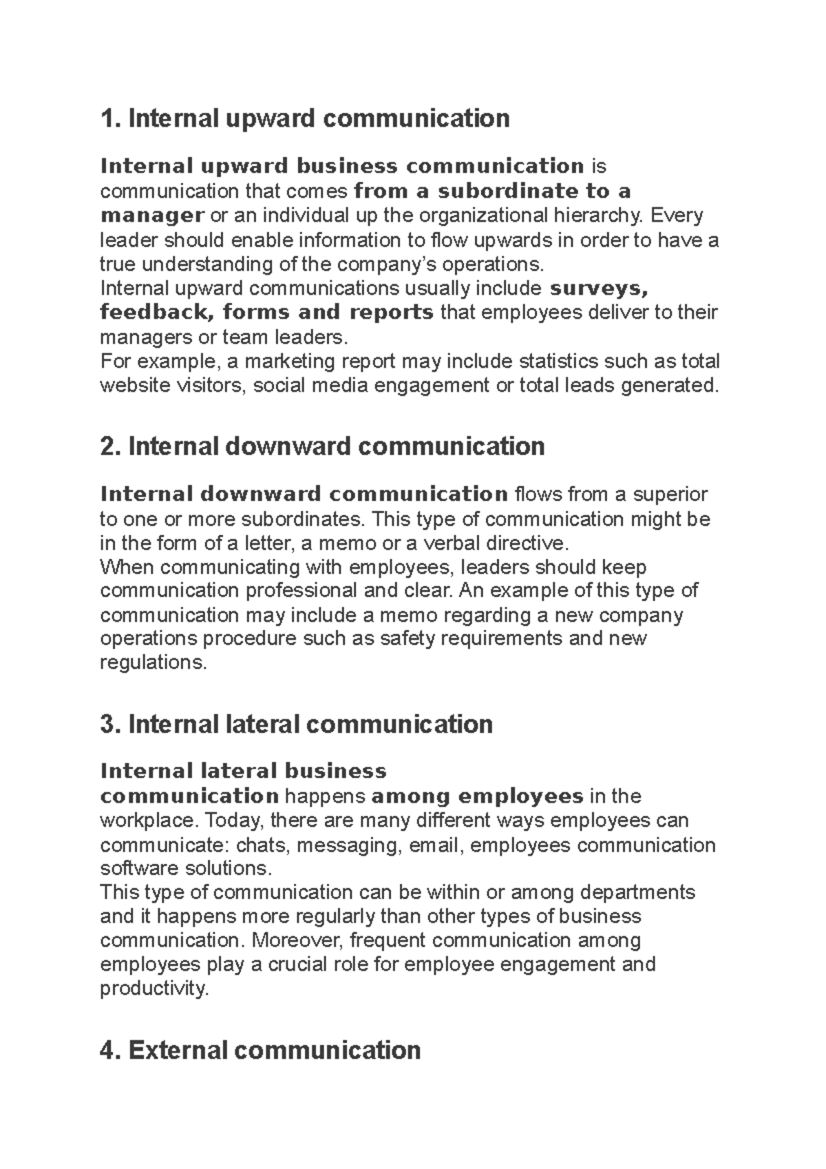 1 - Lecture notes 2 - 1. Internal upward communication Internal upward ...