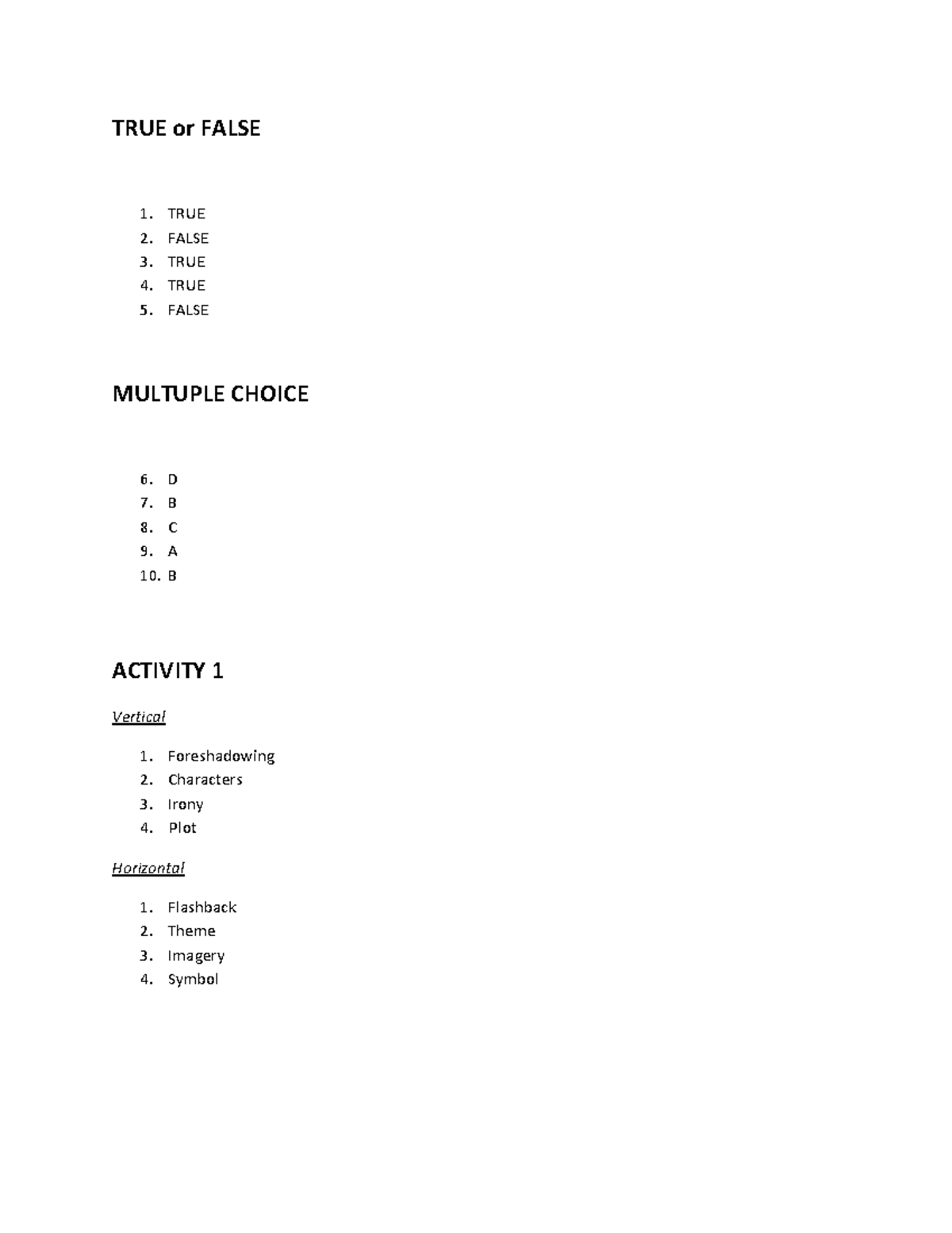 Week 2 - Lecture notes 335 - TRUE or FALSE 1. TRUE 2. FALSE 3. TRUE 4 ...