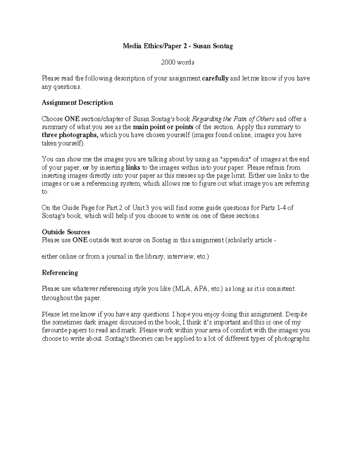 Paper #2 - Sontag Media Ethics 2021 - Phil 2582 - Memorial University ...