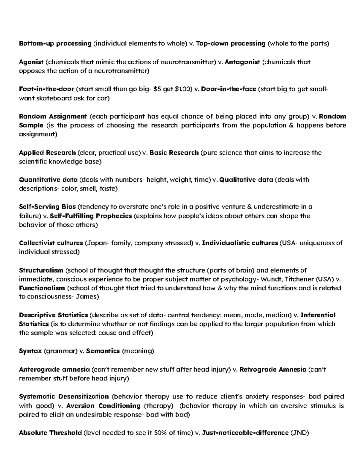 Psych Confusing Pairs - Bottom-up processing (individual elements to ...