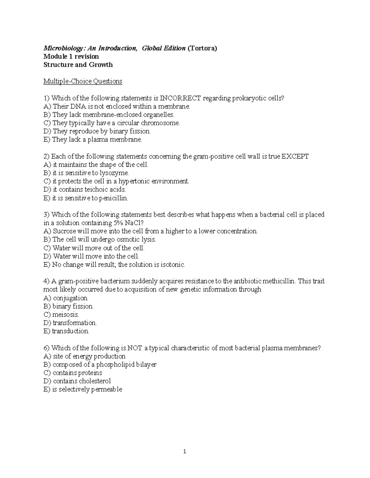 Module 1 revision - Microbiology: An Introduction, Global Edition ...