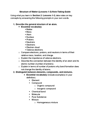 Section 2 Behavior of Matter (Lessons 4-8) - Behavior of Matter ...