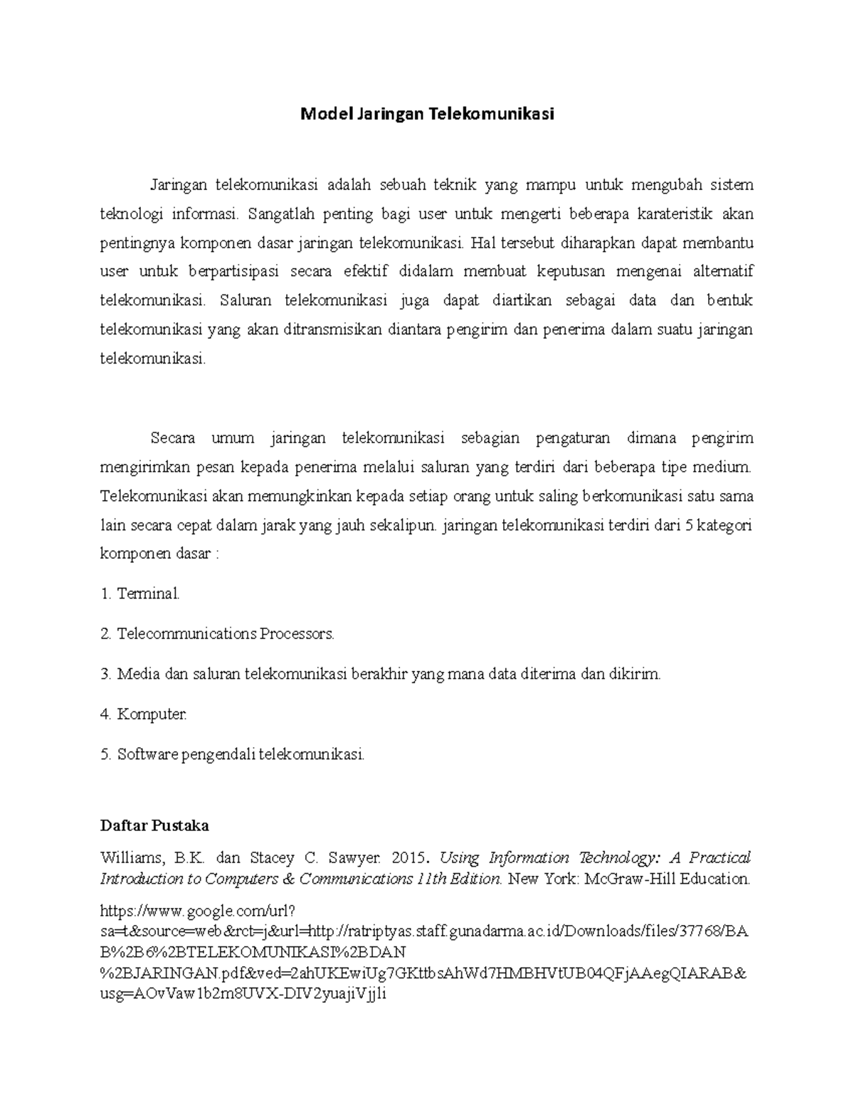 Model Jaringan Telekomunikasi - Model Jaringan Telekomunikasi Jaringan ...