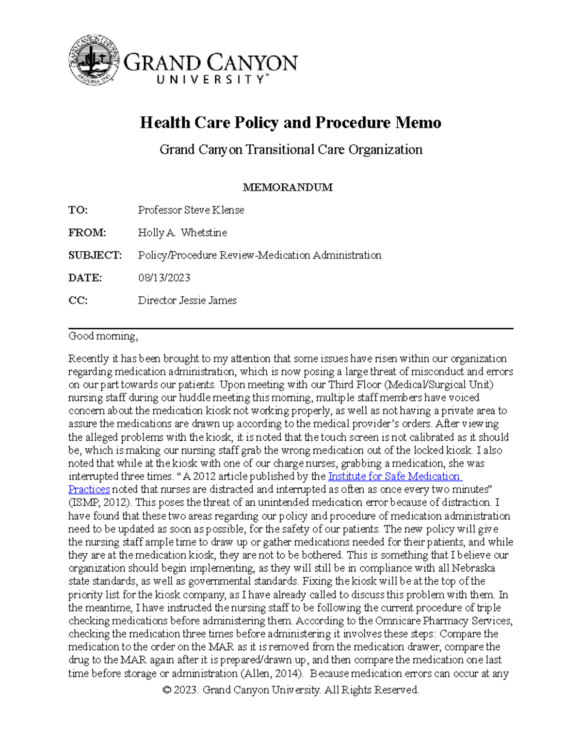 Benchmark - Health Care Policy and Procedure Development - Health Care ...