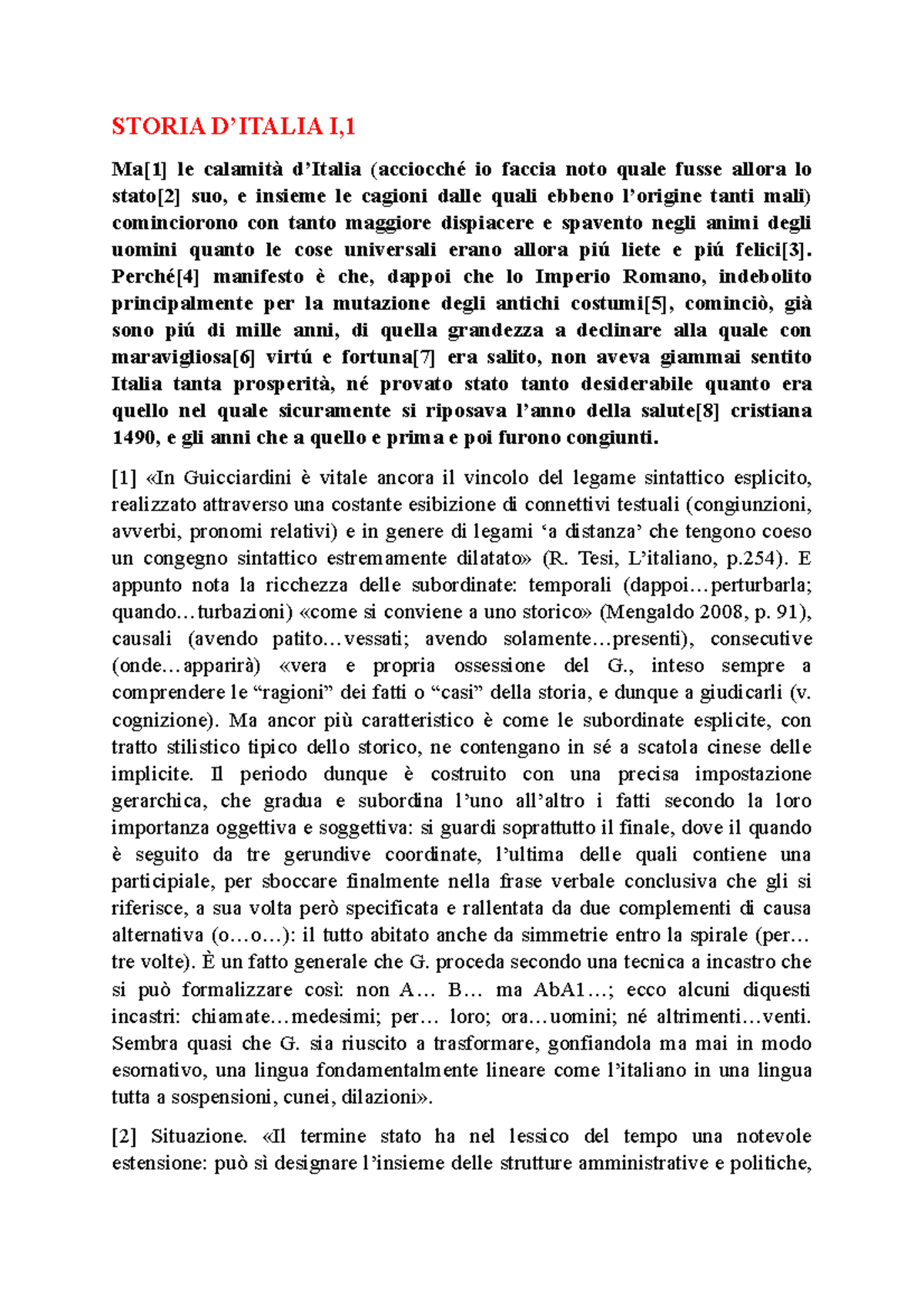 SDI - riassunto storia d'italia - STORIA D’ITALIA I, Ma[1] le calamità ...