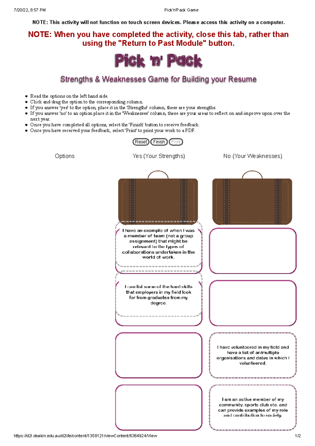Pick 'n' Pack Game - STP010 STP710 - Career Tools For Employability - 7 ...