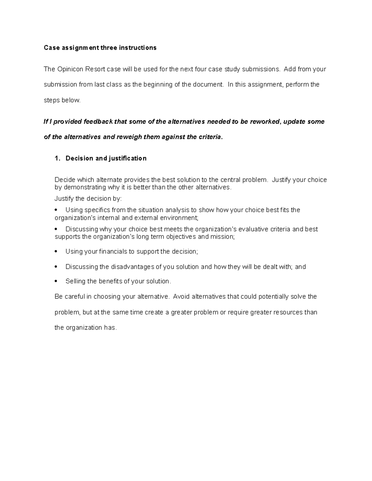 Case assignment three instructions from introduction to business ...