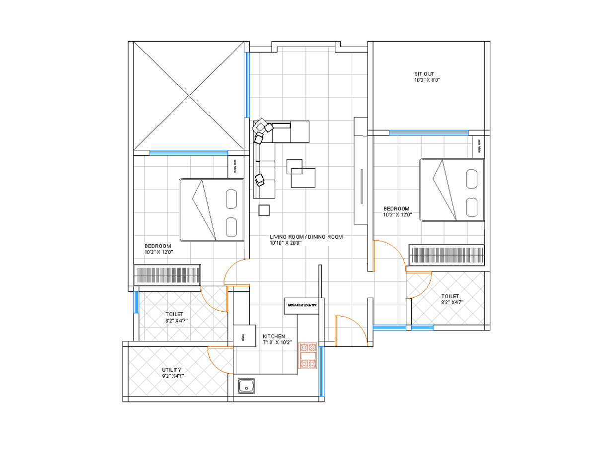 Floor Plan-Model - side table side table fridge 10'10'' X 20'0'' LIVING ...