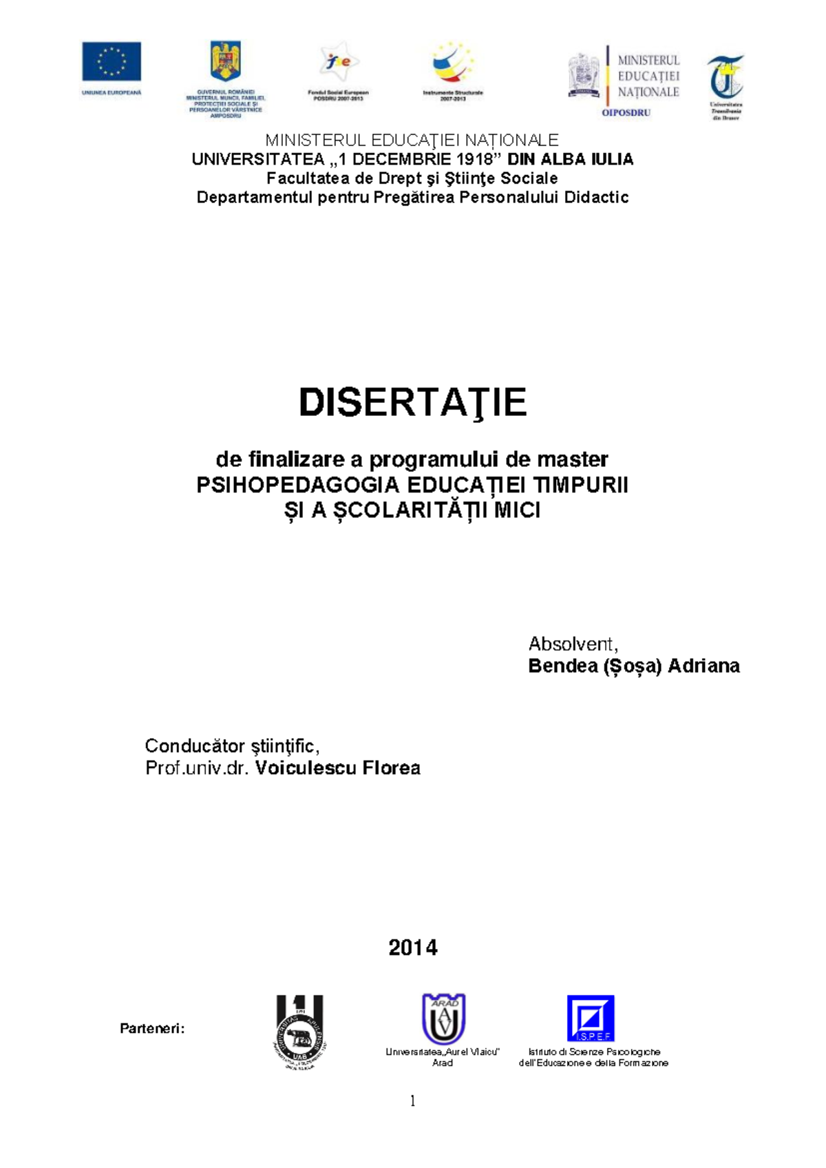 Bendea sosa adriana Disertatie ultima forma - Parteneri: Universitatea ...
