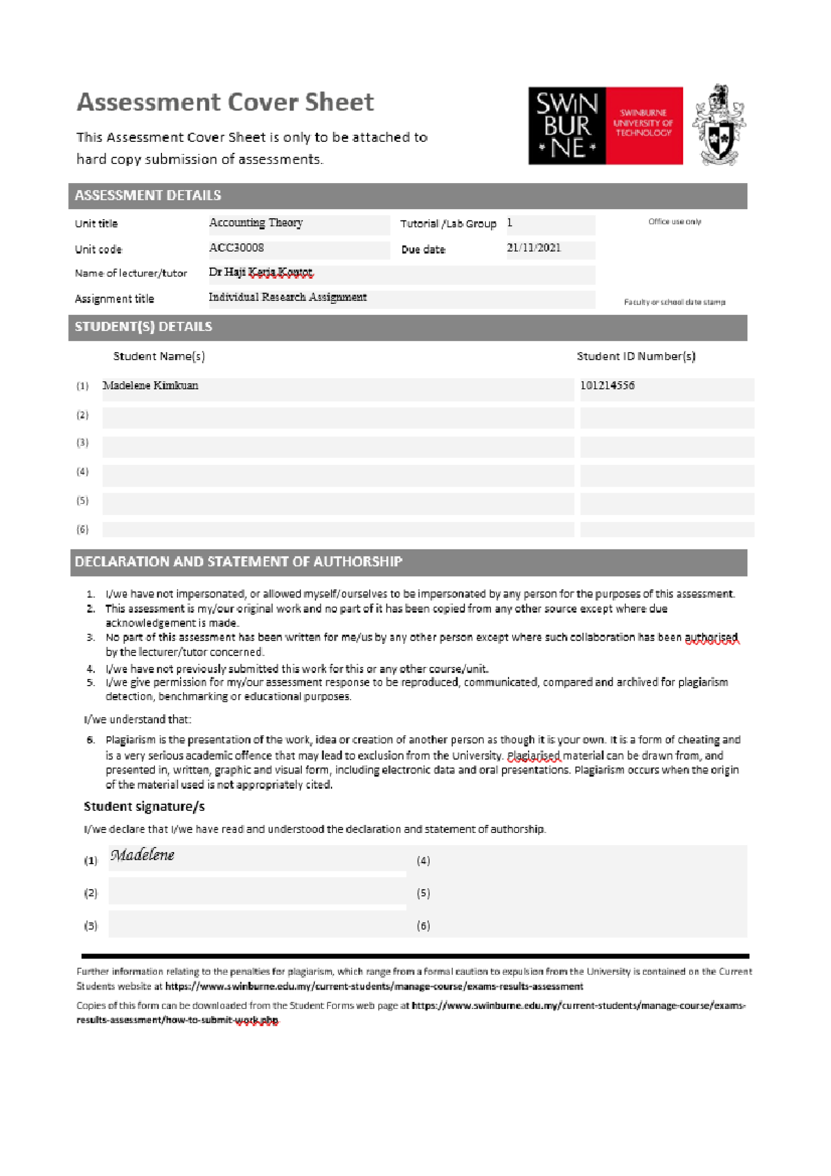 ACC30008- Individual assignment - Table of Contents Executive - Studocu