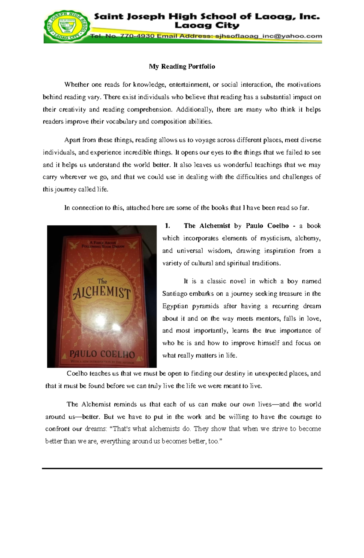 My-Reading-Portfolio - My Reading Portfolio Whether one reads for ...