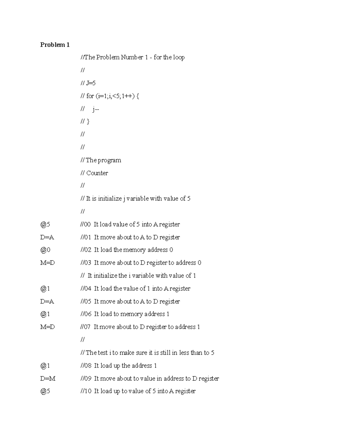Cs1104 Assignment Unit 7 Problem 1 The Problem Number 1 For The Loop J For