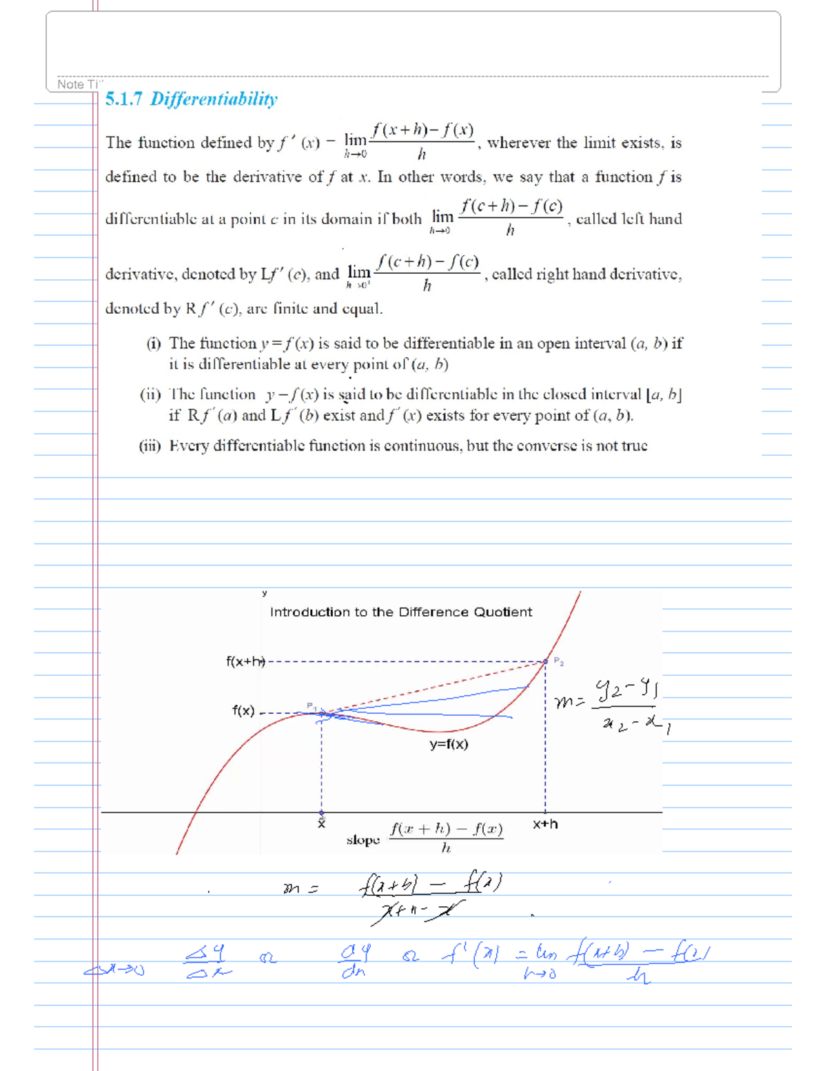 XII Differentiability Notes 2020 - Mathematics - Studocu