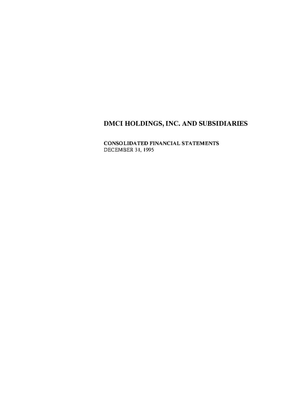 1995 Dmcihifs - DMCI HOLDINGS, INC. AND SUBSIDIARIES CONSOLIDATED ...