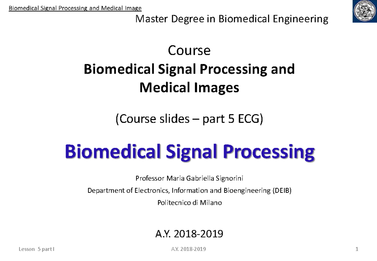 Lesson 5 part I ECG - Lezione (slide) - Warning: TT: undefined function: 32 Warning: TT ...