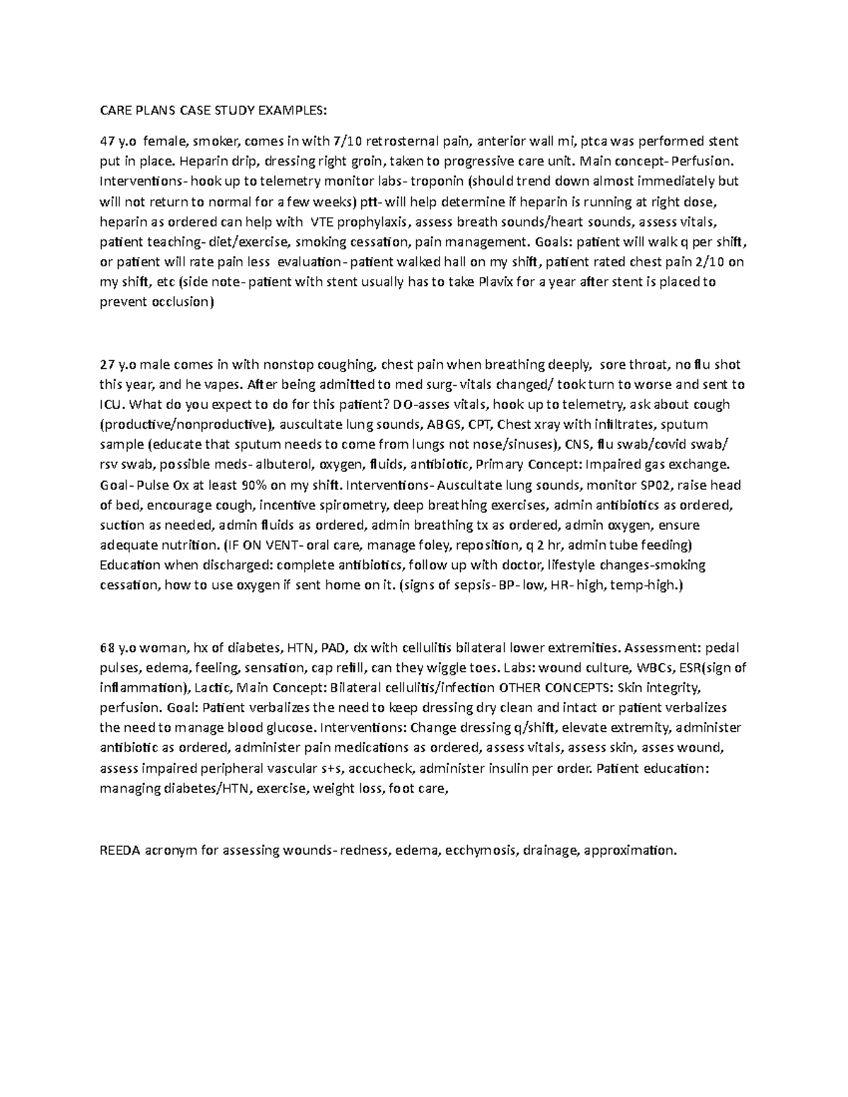 CARE PLAN and CASE STUDY EXAMPLE OF WHATS IMPORTANT - CARE PLANS CASE ...