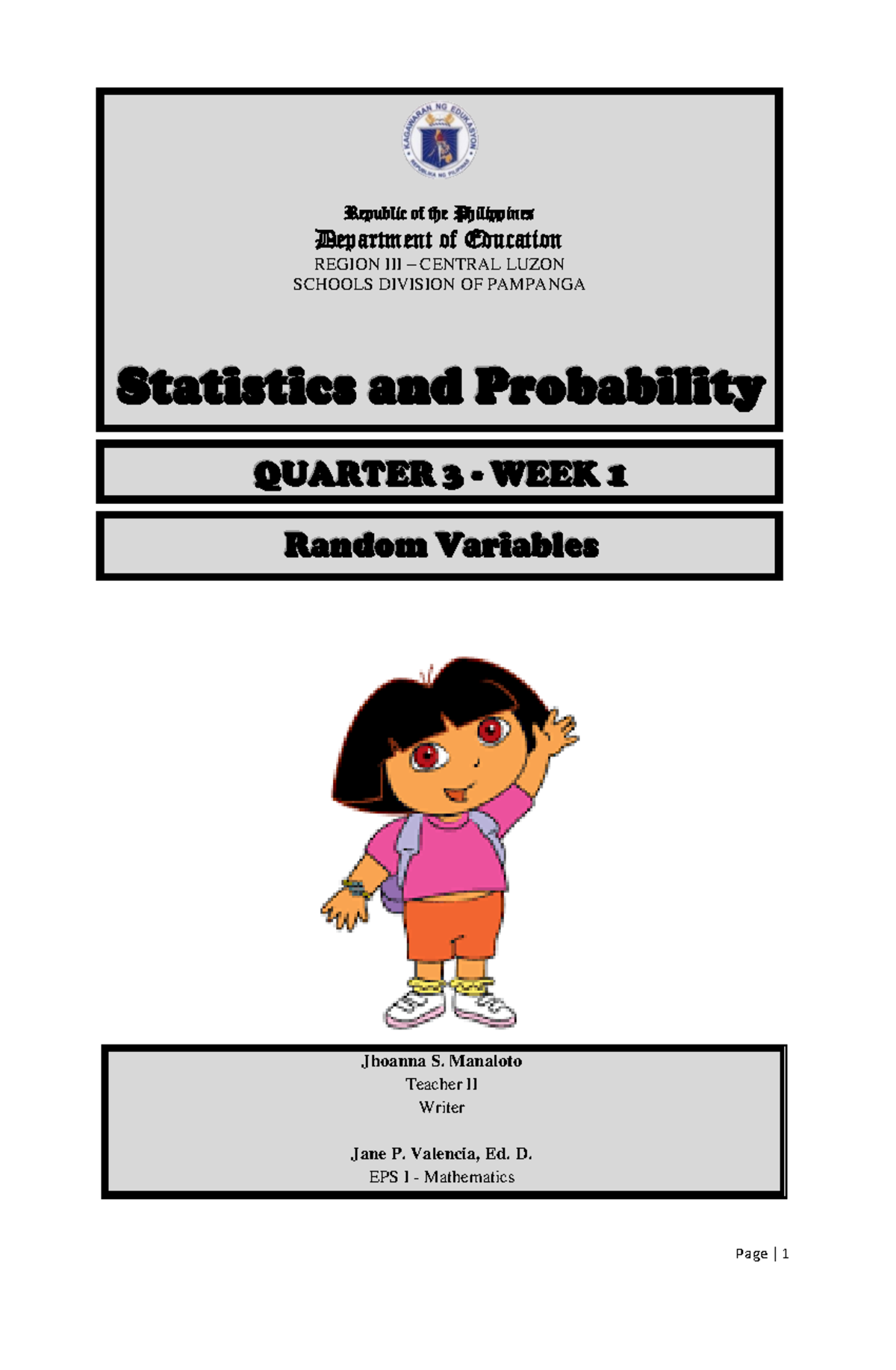 Statistics and Probability Quarter 3 Week 1 - Republic of the ...