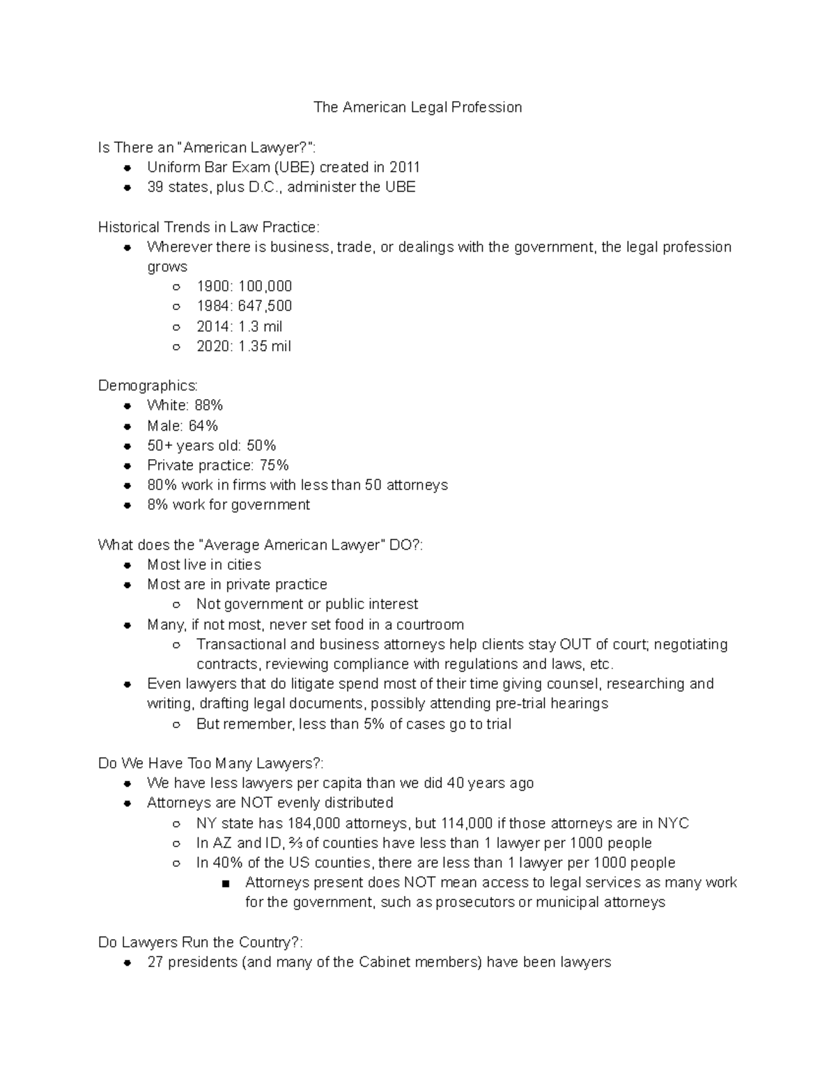 The American Legal Profession - , administer the UBE Historical Trends ...