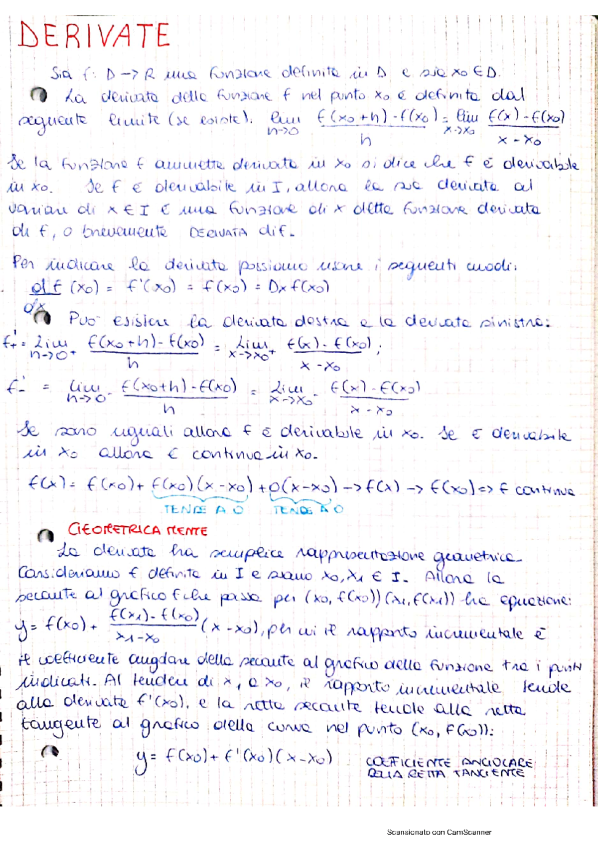Derivate - matematica - Matematica (Scientifico) - Tradizionale - Studocu