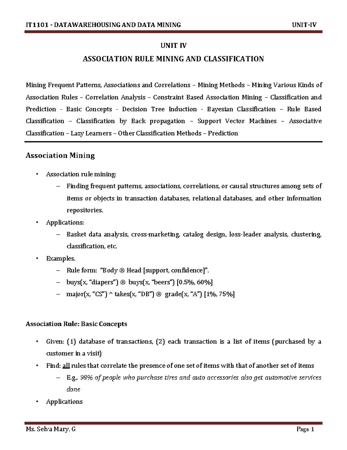 Unit IV - This is the notes for Unit 4 of the course - UNIT IV ...