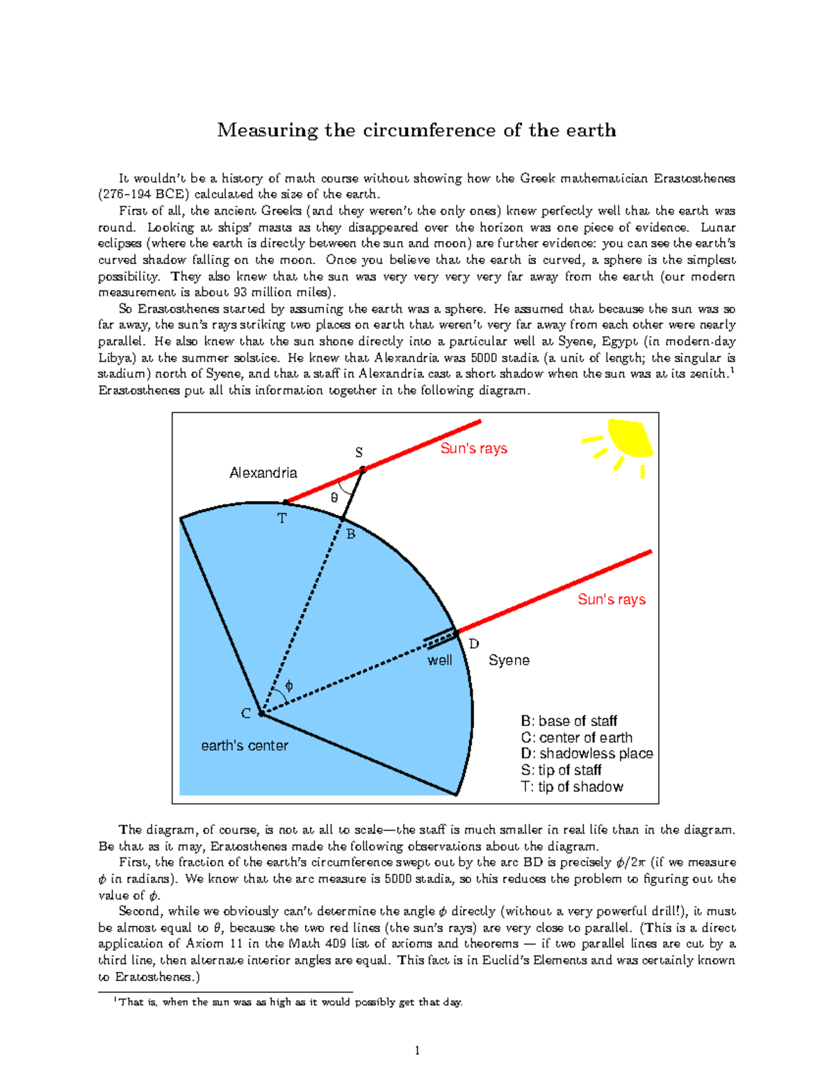 Tutorial work on Measuring the circumference of the earth - Measuring ...
