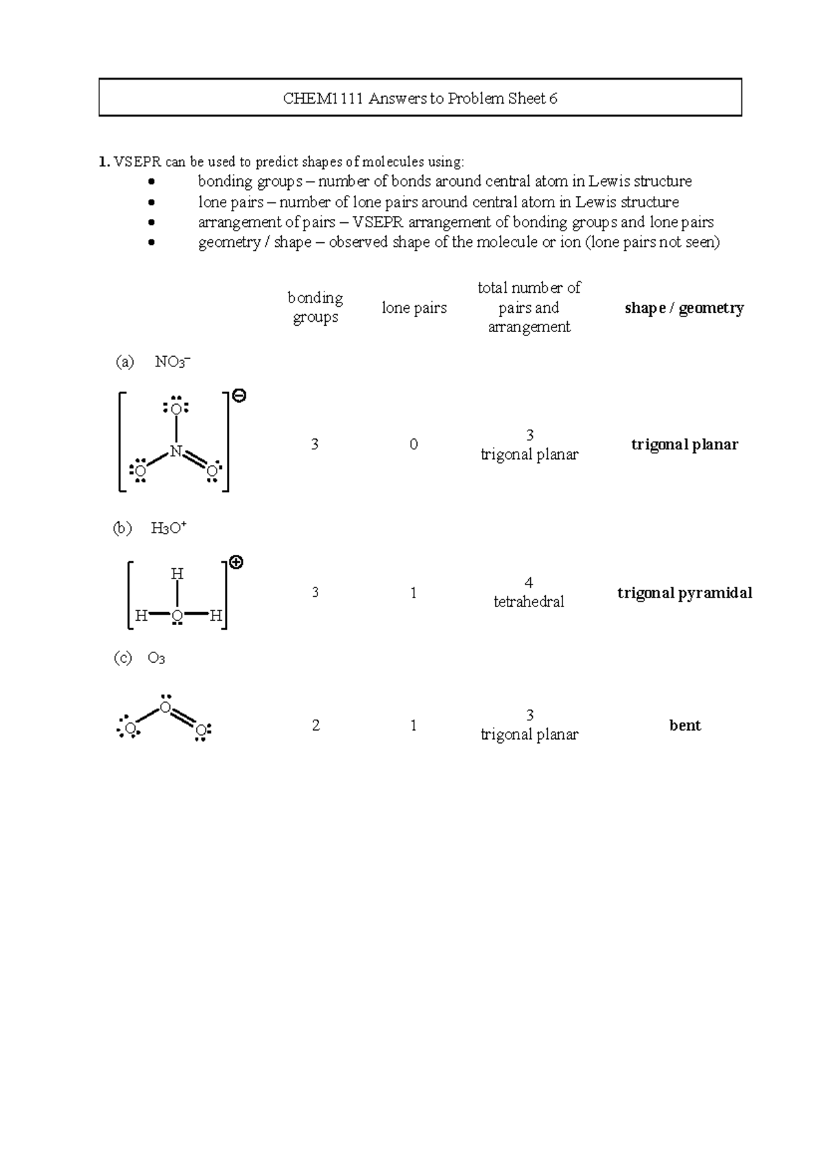 week 7 homework solutions: Alkanes, alkenes & isomers - CHEM1111 - USyd - Studocu