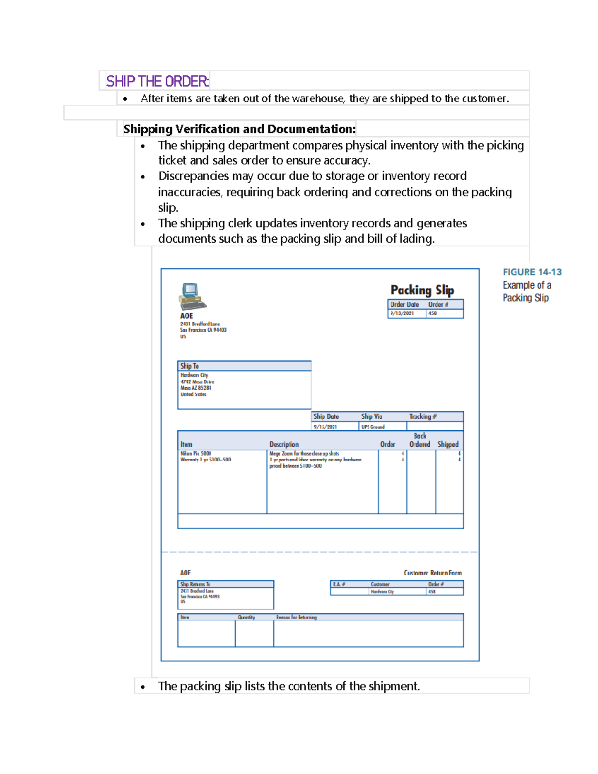 5 SHIP THE Order - Summary Bs accountancy - SHIP THE ORDER: • After ...