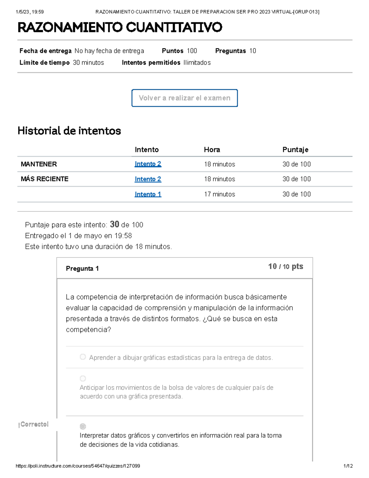 Razonamiento Cuantitativo Taller DE Preparacion SER PRO 2023 Virtual ...