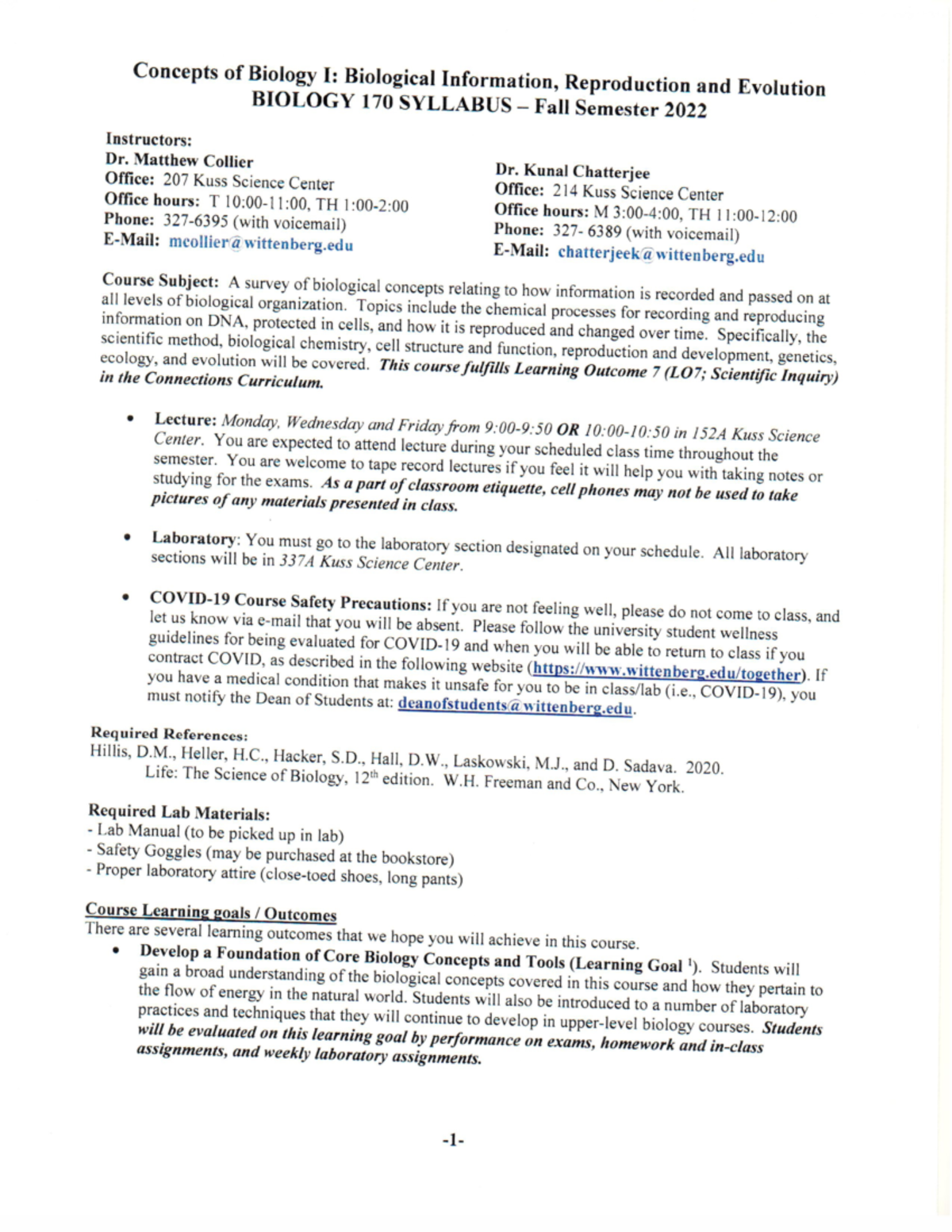 Bio 170 - Curriculum - BIOL 1000 - Studocu