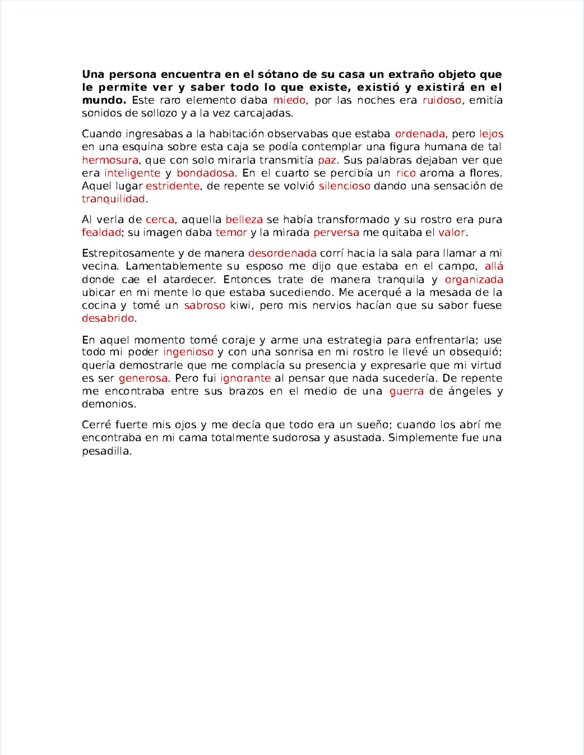 el-cuento-de-sinonimos-y-antonimos - Una persona encuentra en el sótano ...