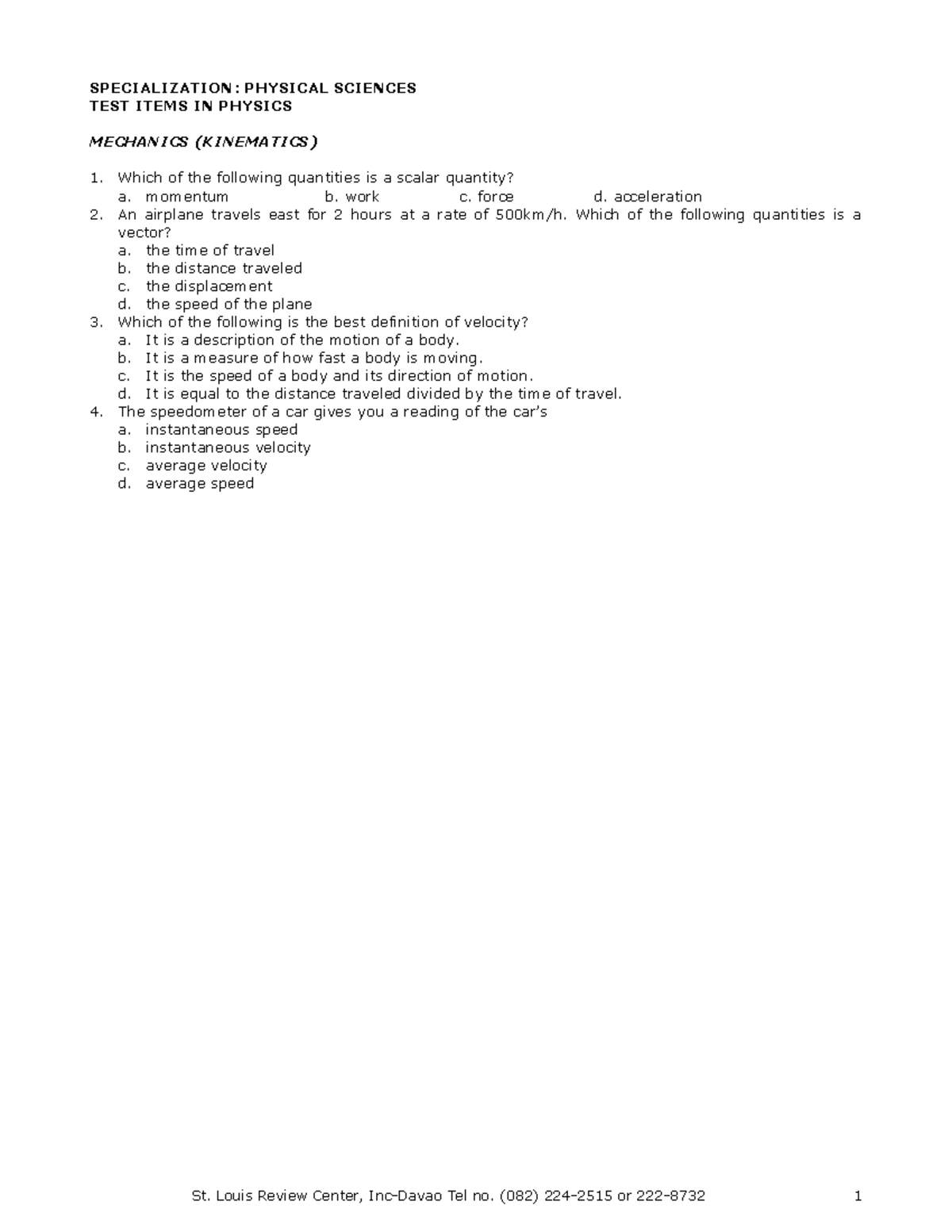 Questions ( Physics 2012 ) - SPECIALIZATION: PHYSICAL SCIENCES TEST ...