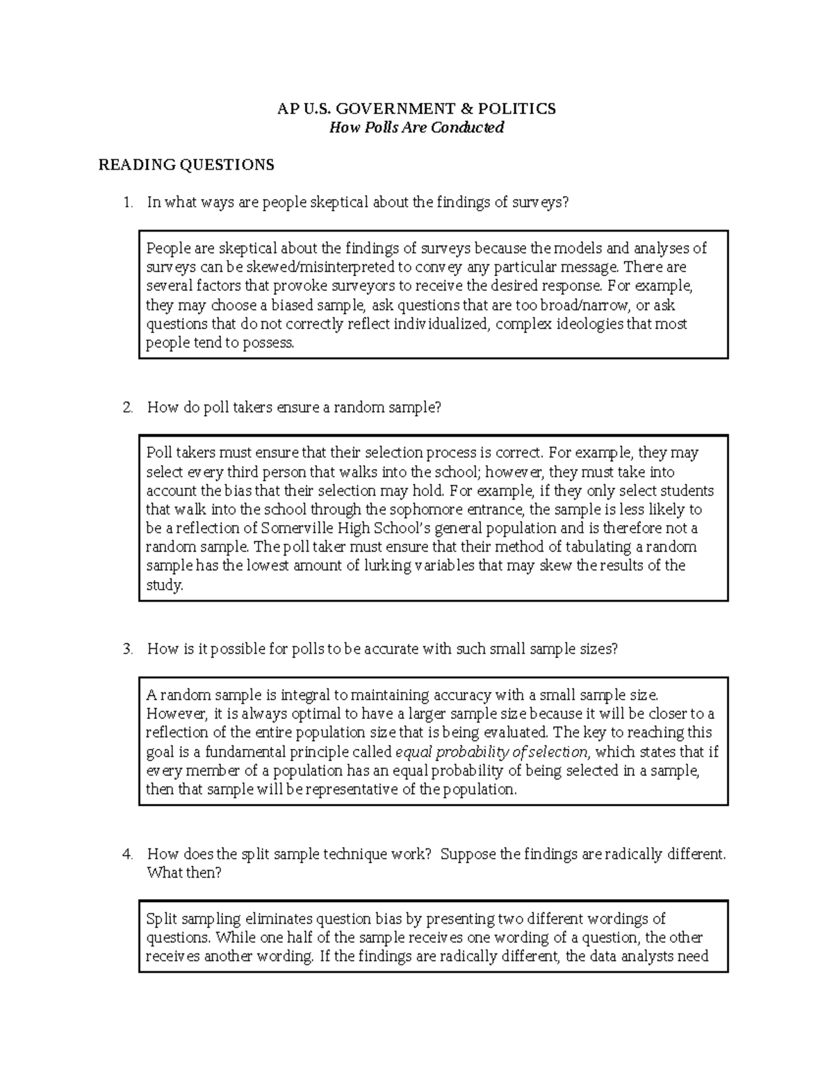 Copy of Gallup Reading Questions - AP U. GOVERNMENT & POLITICS How ...