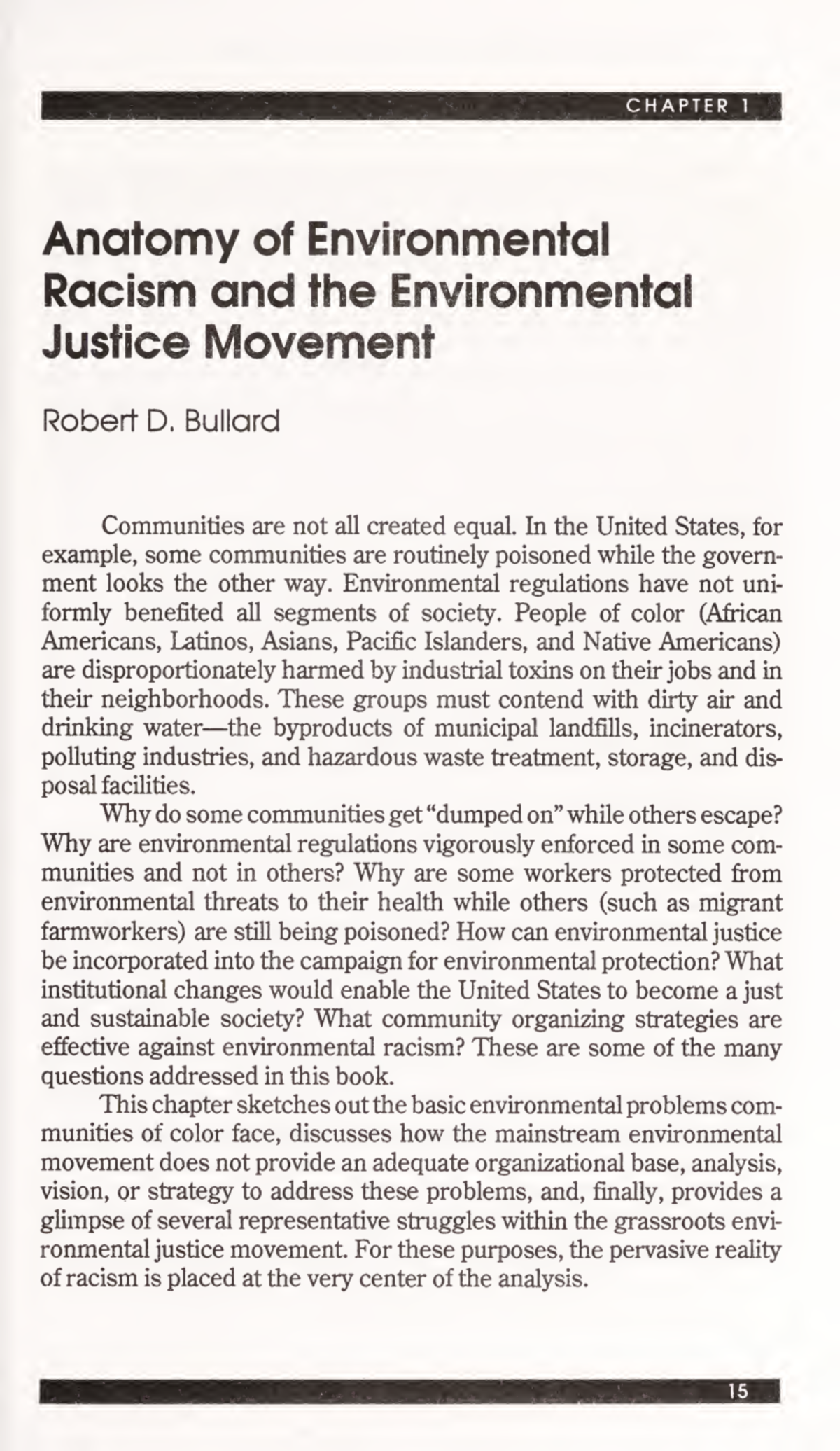 Robert Bullard – Anatomy of Environmental Racism and the EJ Movement ...