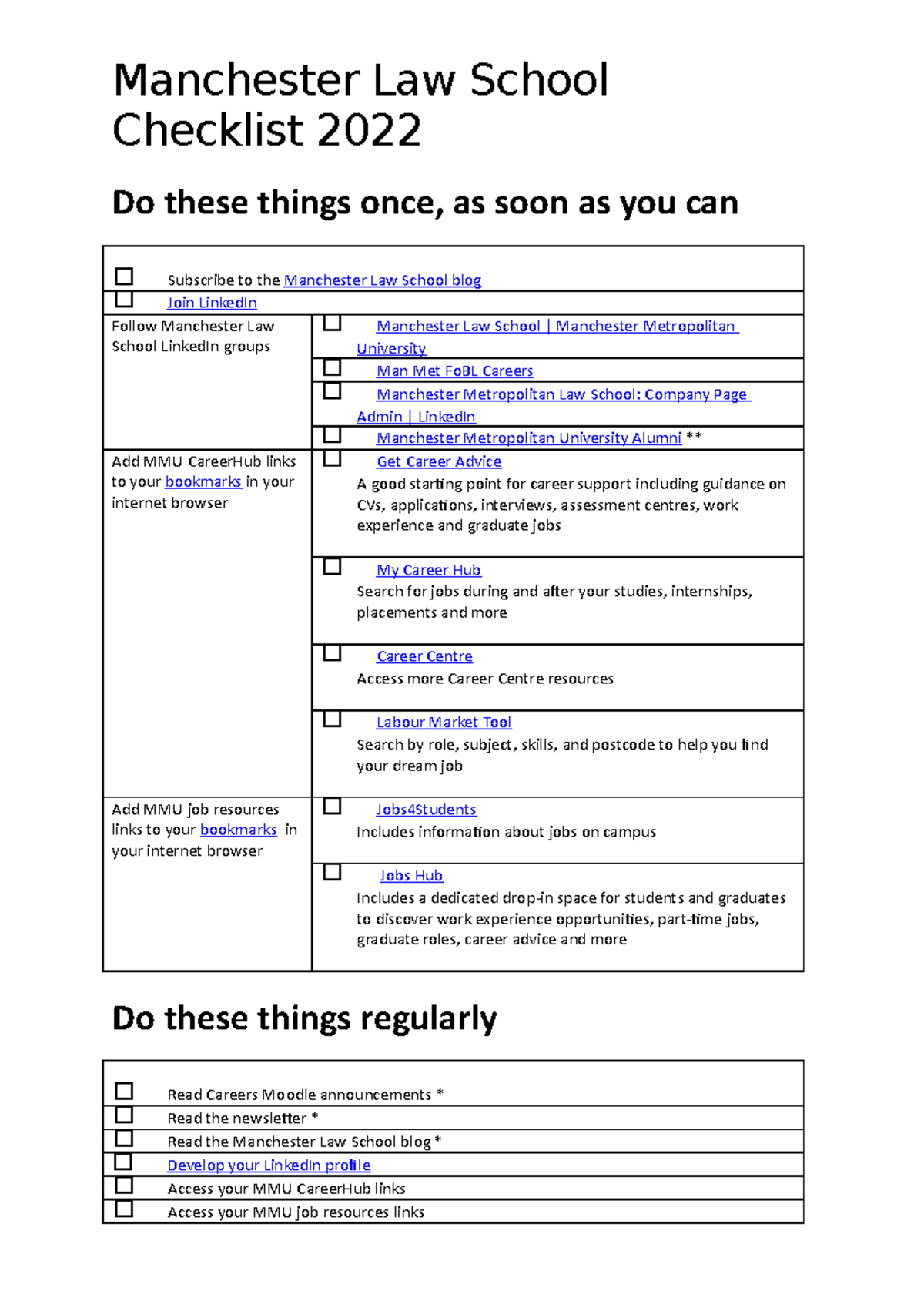WK7 Manchester Law School Employability Checklist - Manchester Law ...