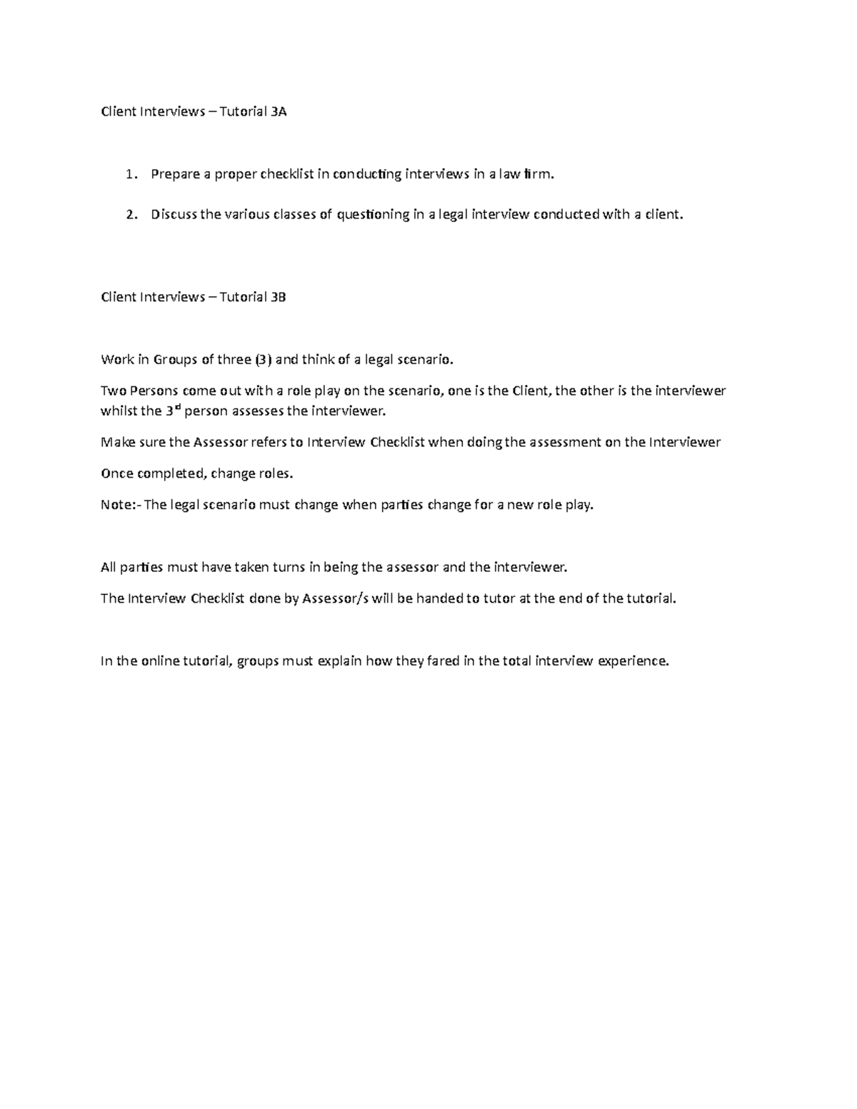 356821 T3A and T3B Client Interviews - Client Interviews – Tutorial 3A ...