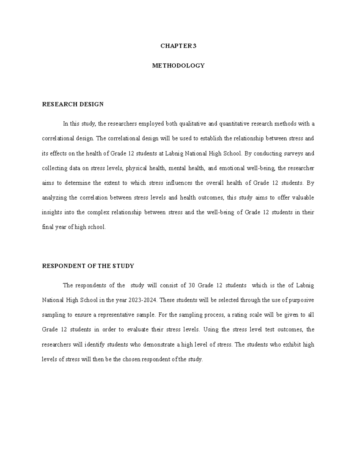 Chap. 3 - CHAPTER 3 METHODOLOGY RESEARCH DESIGN In this study, the ...