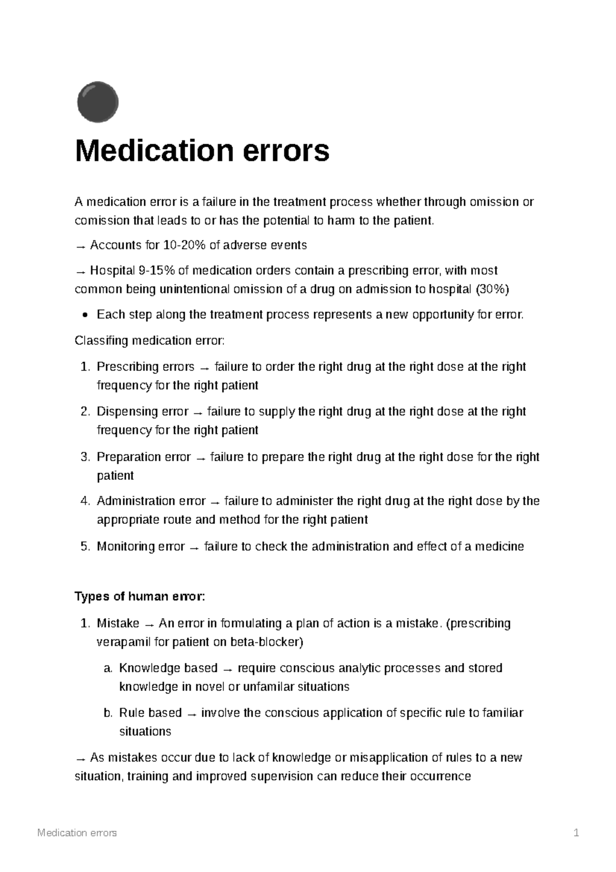 Medication errors - Summary on pharmacology required for med school ...