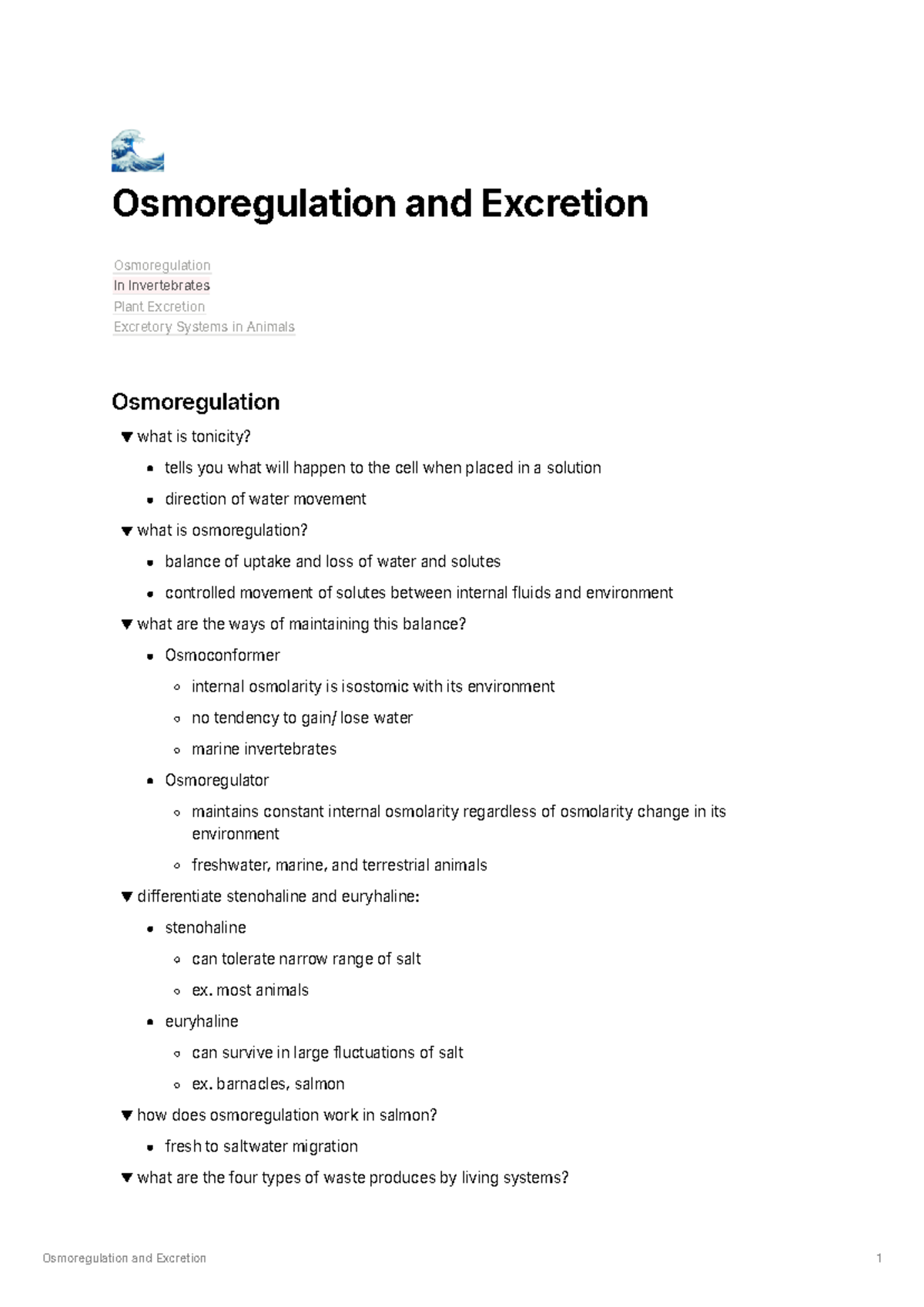 Osmoregulation and Excretion - 🌊 Osmoregulation and Excretion ...