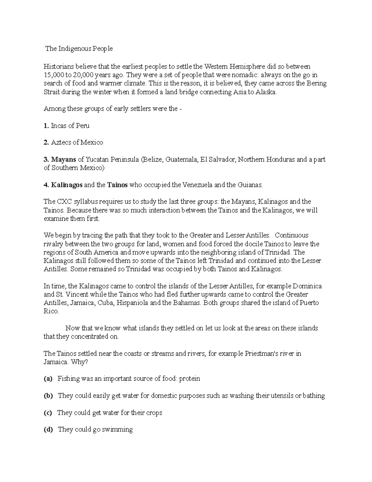 The Indigenous People notes 4th form - The Indigenous People Historians ...