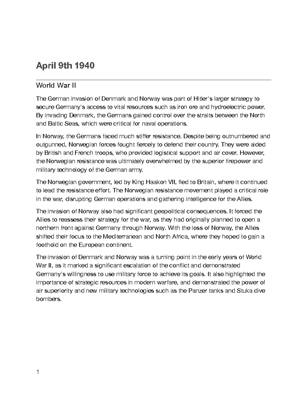 German Invasion of Denmark 1940 - April 9th 1940 World War II The ...