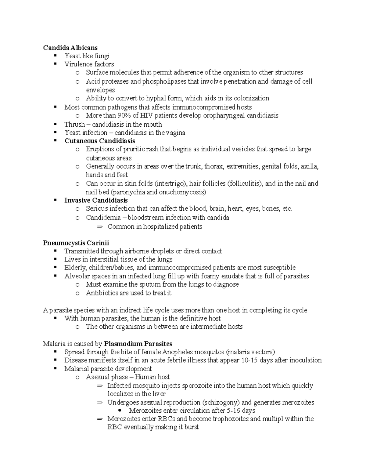 BIOL 2192 - Fungus, protists, and worms - Candida Albicans Yeast like ...